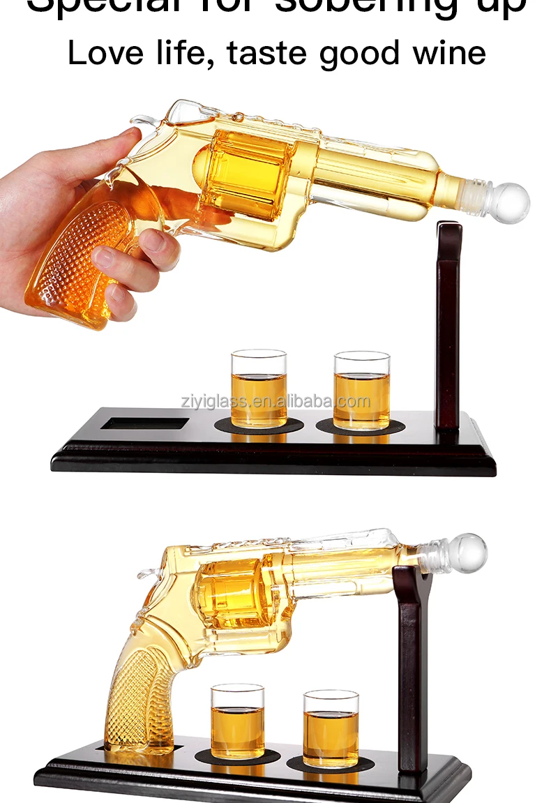 Crazy Tequila Bottles - Revolver Decanter Set for Whiskey
