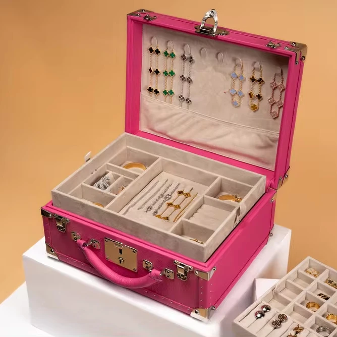 Luxury Custom Large Jewelry Storage Handmade Velvet Square Leather ...
