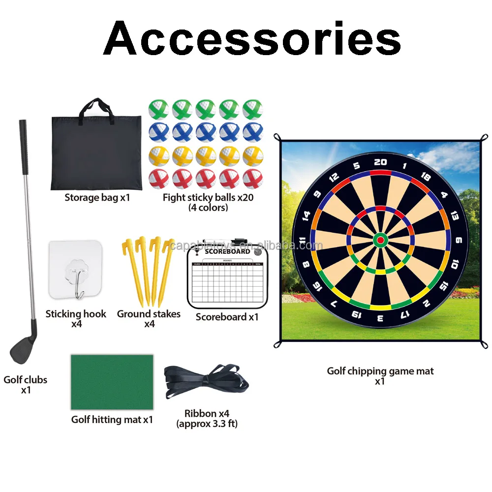 Golf Chipping Sticky Ball Dartboard Game Mat Set Indoor Outdoor Sport ...