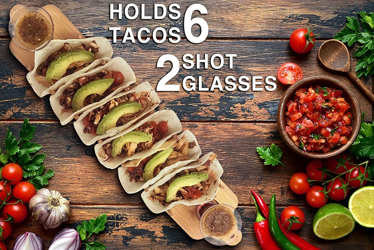 Sustainable Bamboo Taco Holder Stand - Perfect for Parties