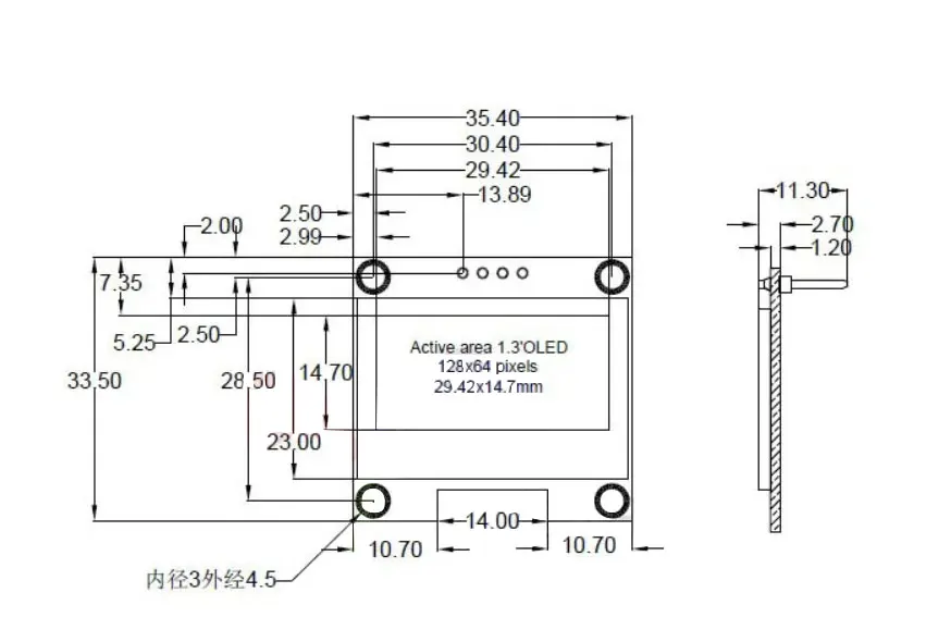 0.96 inch 4pin OLED Display Module 12C IIC Serial 128X64 I2C SSD1306 ...