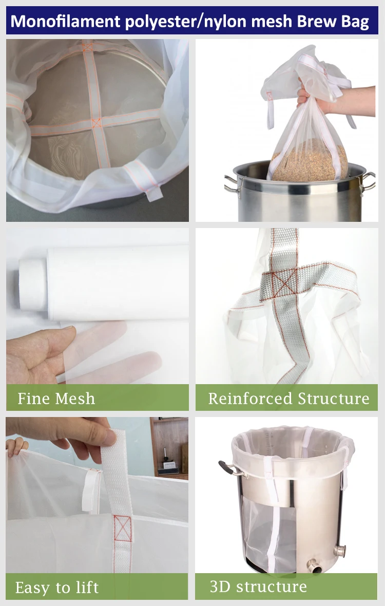 Nylon Polyester Mesh Food Grade Brew Filter Bag for BIB