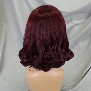 Perruque 13x4 Pixie Cut Pre Plucked Lace Frontal Curly Wavy Human Hair ...