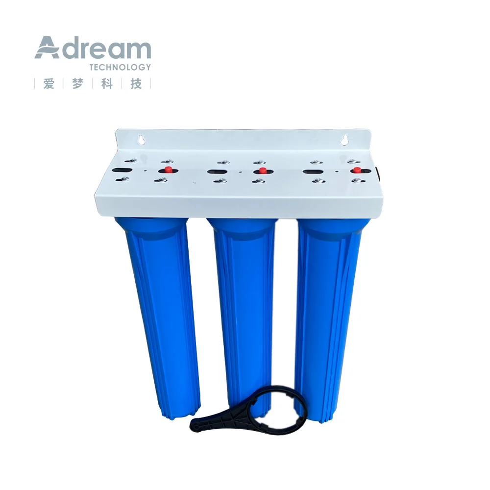 3 Stages 20 Inch Water Filter System - Triple Cartridge Housing