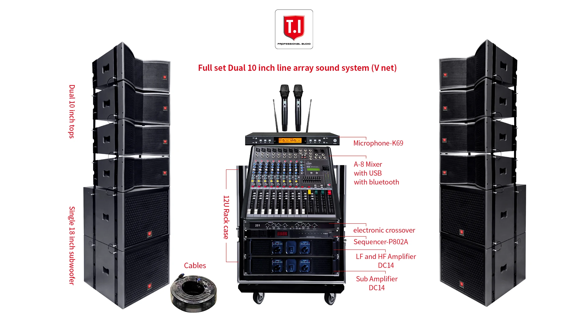 Professional Sound System 500w Low Frequency Powered Line Array Speaker ...