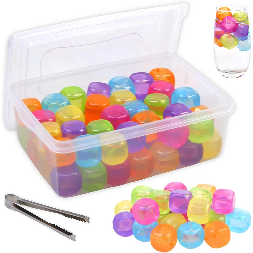 Non-Diluting BPA Free Colorful Refreezable Square Reusable Plastic Ice ...