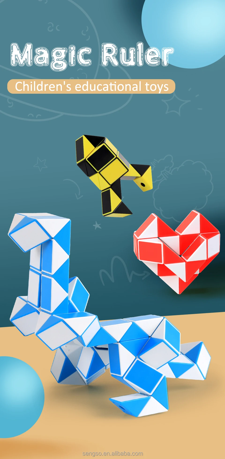 Sengso Stickerless Magic Ruler 48 Wedges Segment Plastic Foldable Magic ...