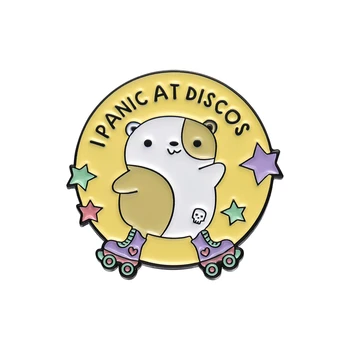 Cartoon Cute Dancing Skating Kitten Enamel Pins I Panic At Discos Funny ...