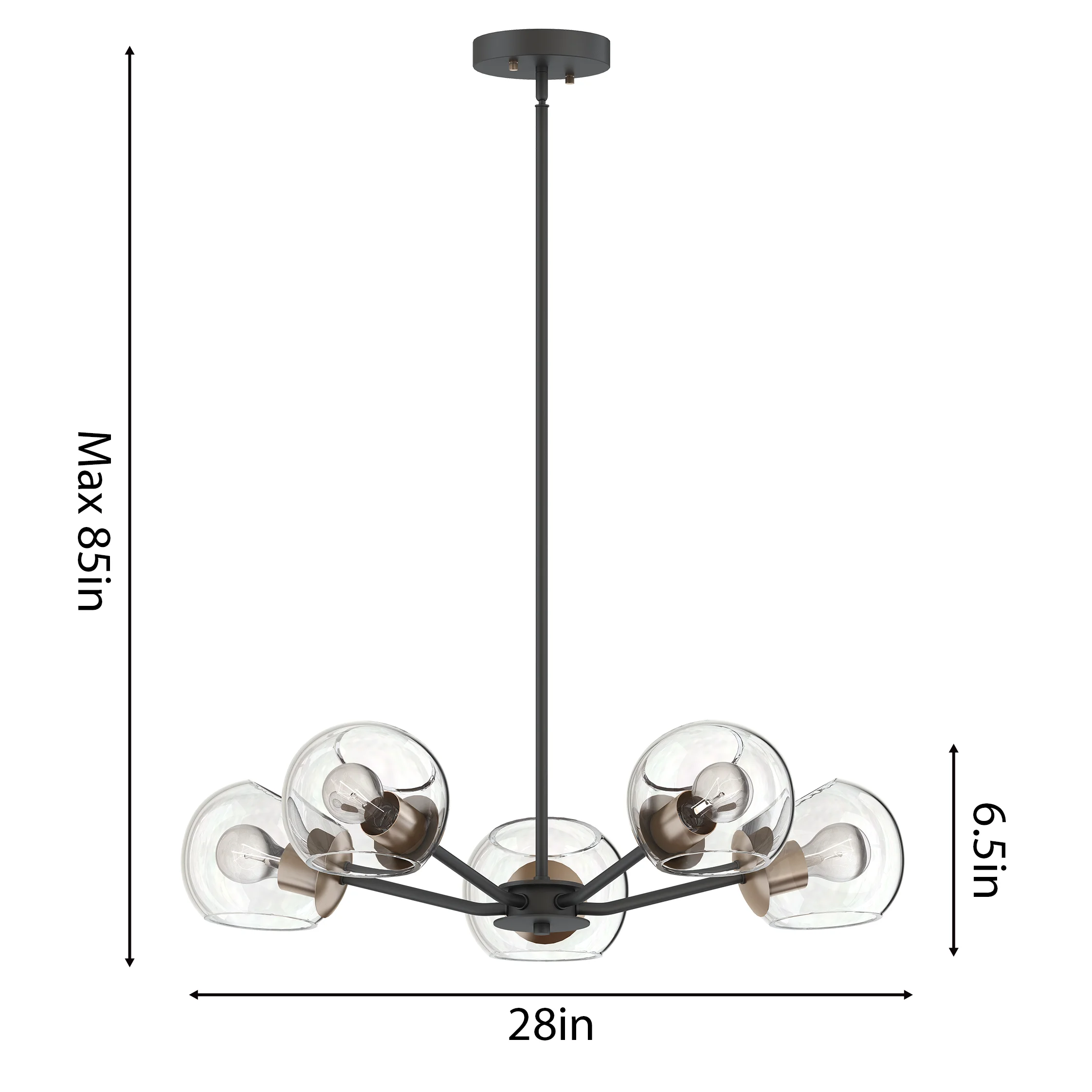 Modern 5-light Simple Glass Bubble Ball Abstract Chandelier Dining ...