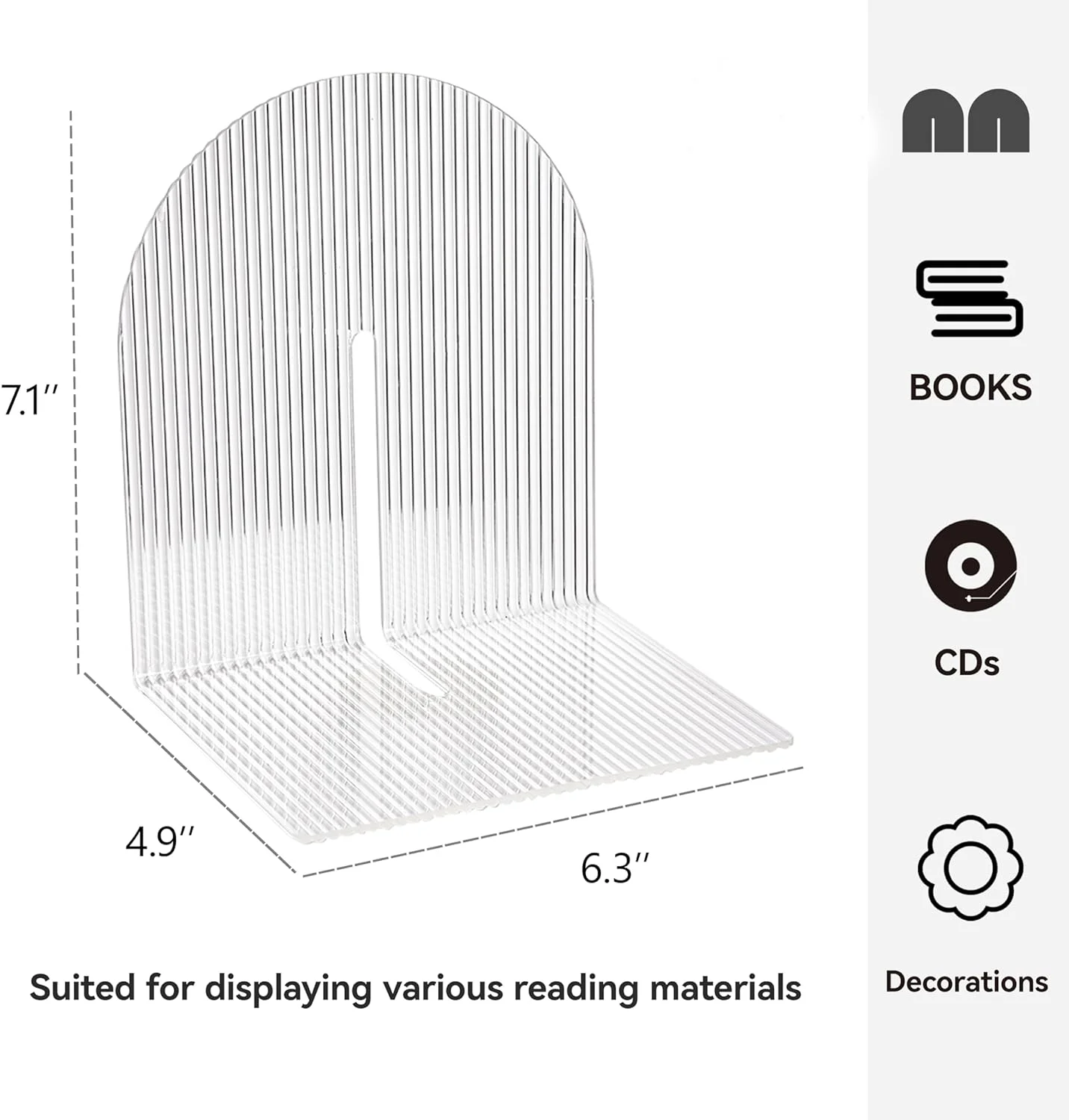 Ruiteng Transparent Striped Acrylic Bookends - Stylish & Durable