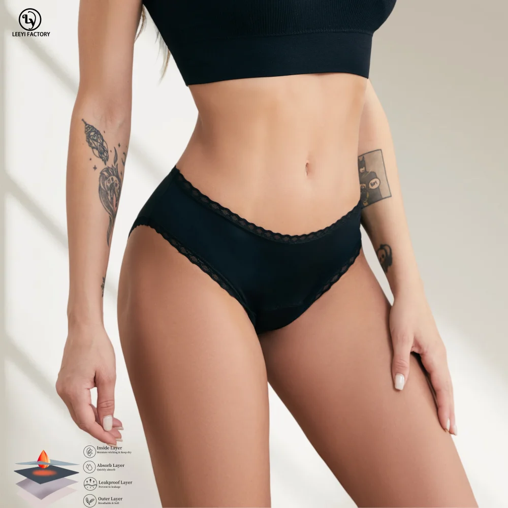Leeyi Oem 4 Layers Leakproof Braga Menstrual Underwear Heavy Flow Bikini Period Panties Womens ...