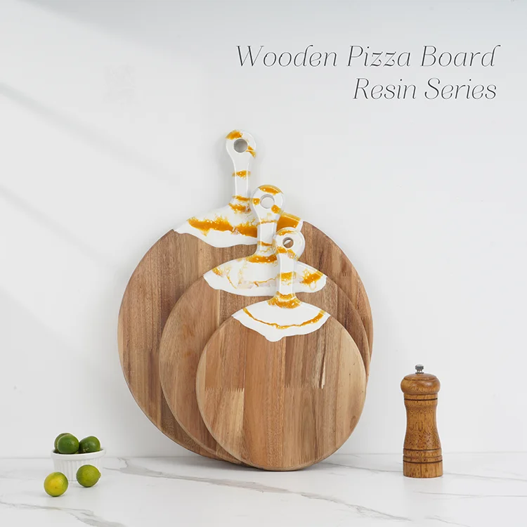 Custom Epoxy Resin Pizza Board Wood And Resin Charcuterie Cutting ...