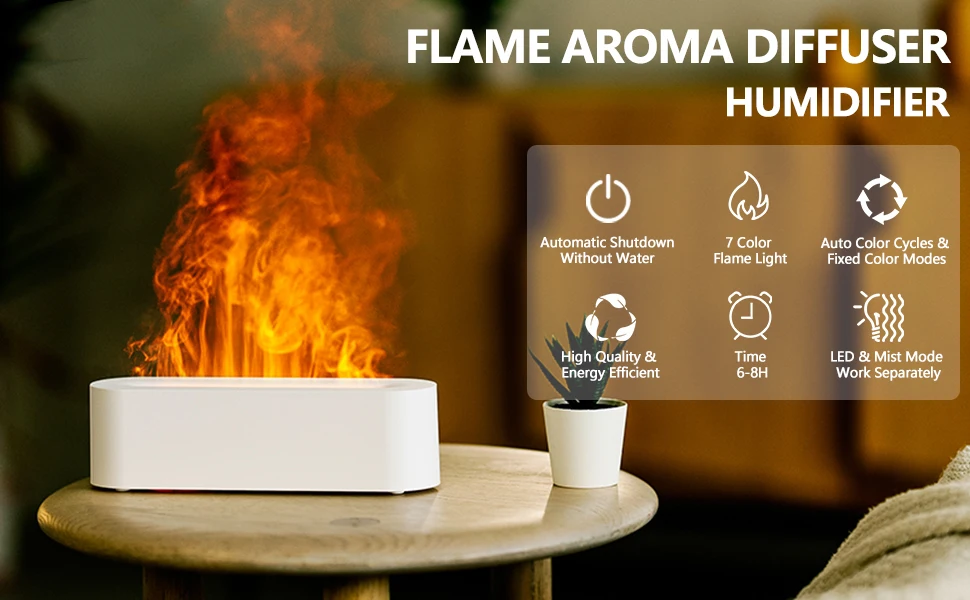 Electric Aromatherapy Fireplace Flame Diffuser Humidifier