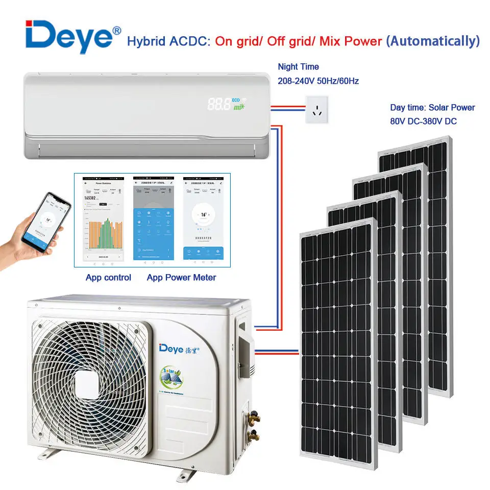 48v 12000btu Full Solar Air Conditioner For Home Solar Powered Air Conditioner Full Dc Minisplit ...
