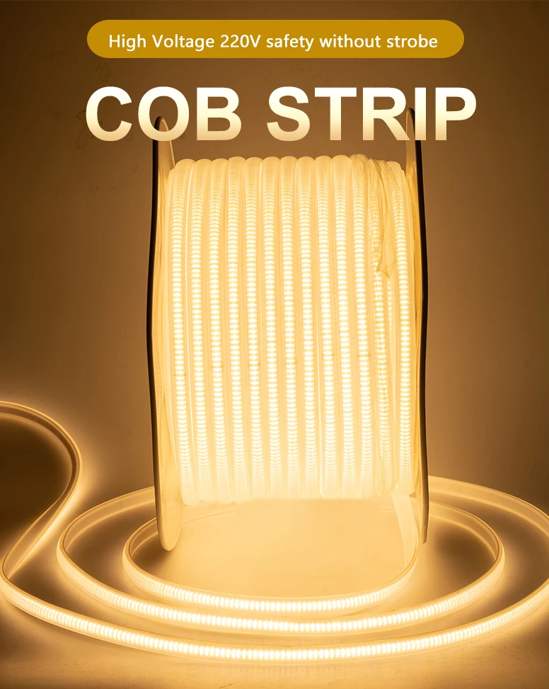 Hot Selling 220v Cob Led Strip Ce Rohs 20m 50m 100m Waterproof IP65 ...