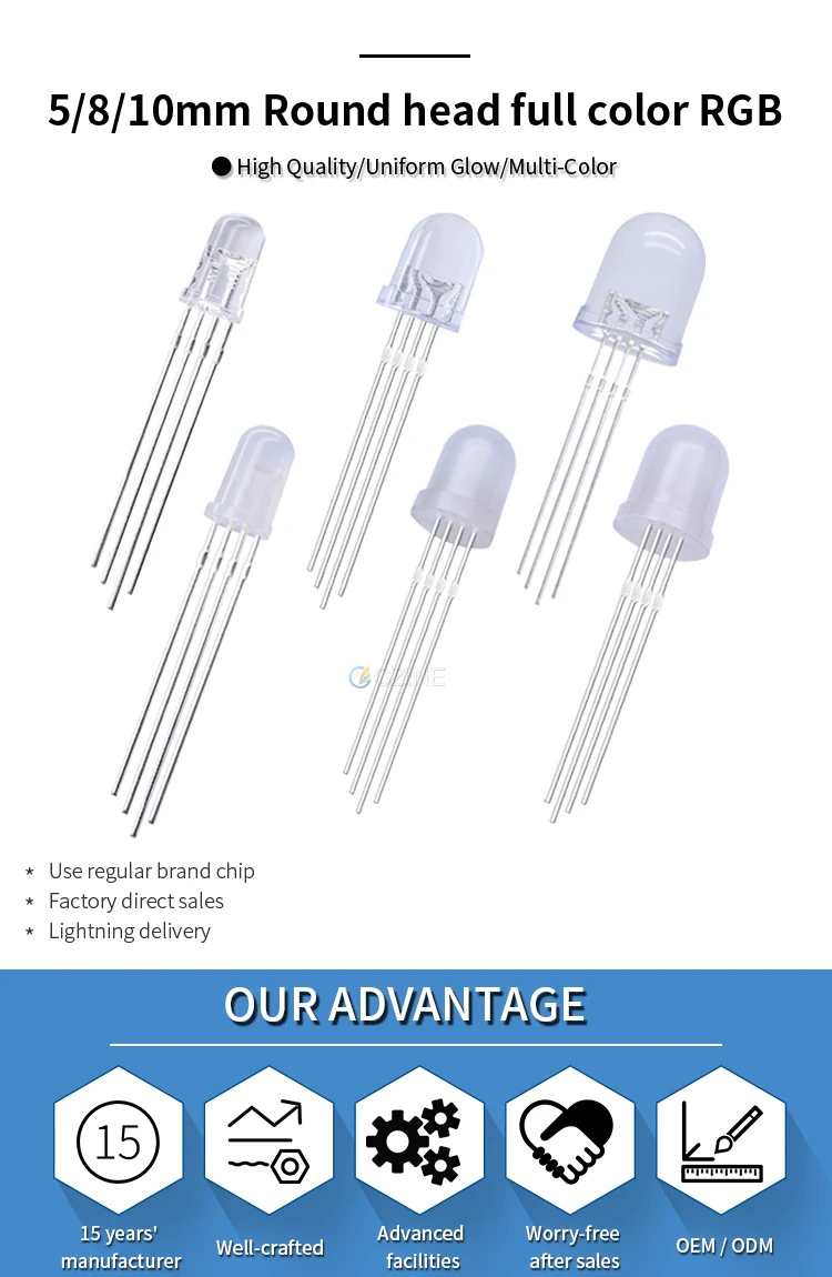 CZINELIGHT Ultra bright 4 pins 5 mm 8mm 10mm fullcolor rgb light ...