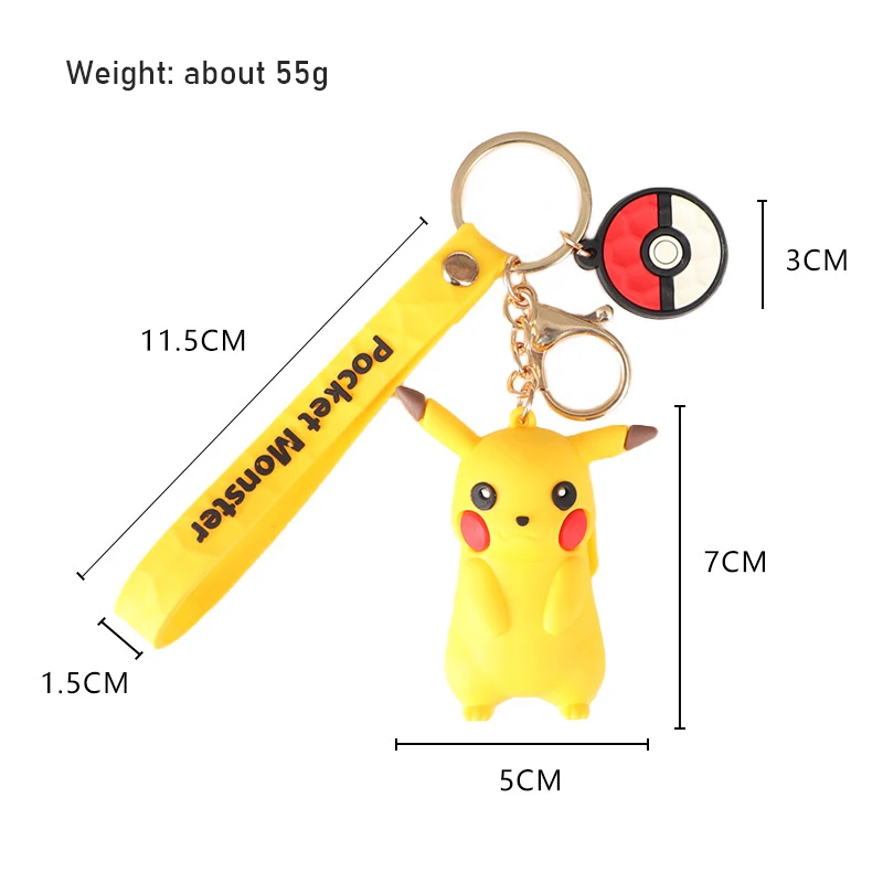 3d Pvc Kawaii Cute Cartoon Keyring Key Chain Ring Pika Chu Character ...