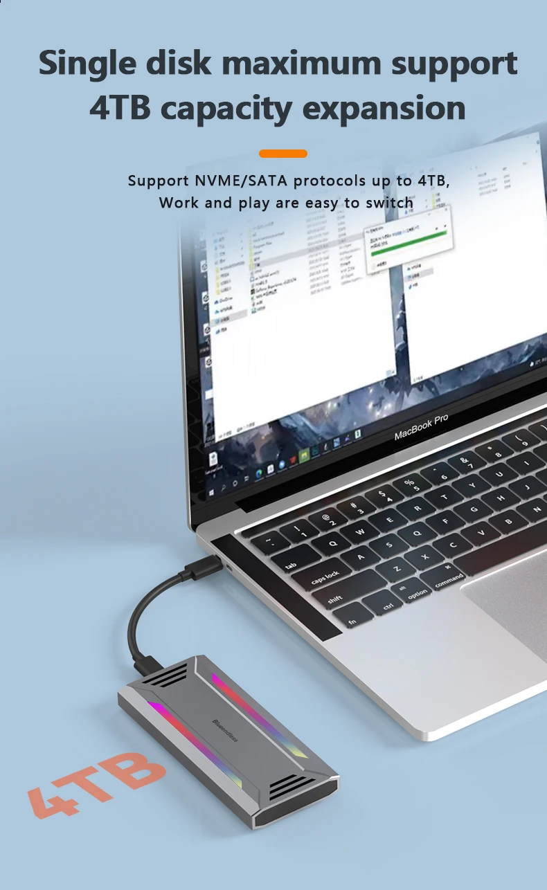 Newest Rgb Sata Nvme Type C Usb3.1 10gbps M.2 M2 Ssd Case Nvme Ssd ...