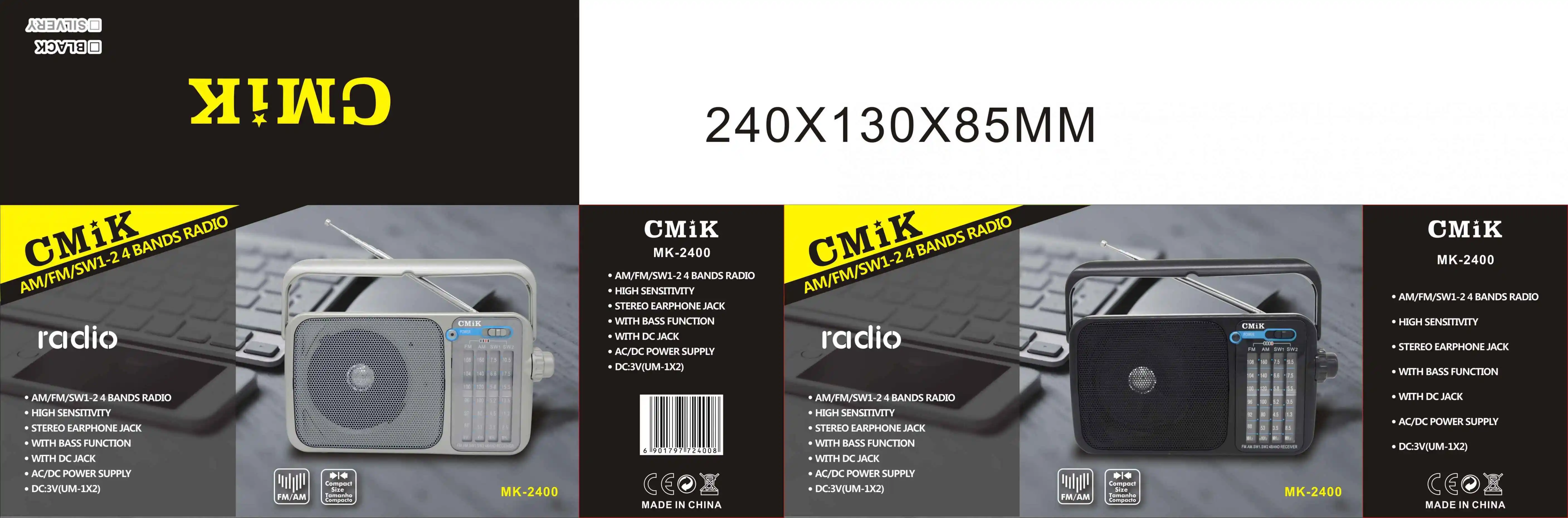 Cmik Mk-2400 Built-in Speaker Mini Radio Fm Receiver World Antenna High ...