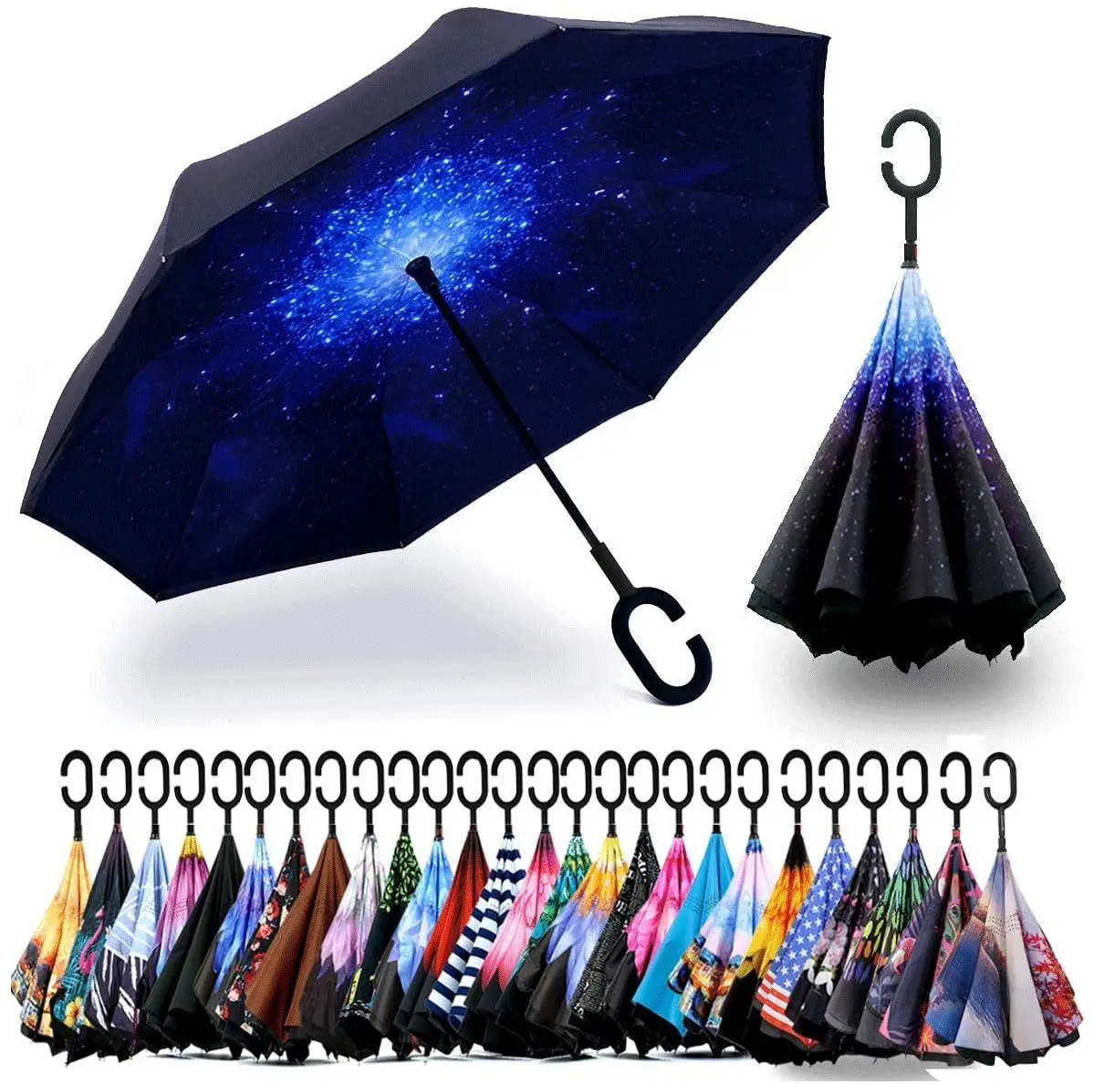 Customizable Double Layer Inverted Car Umbrella with Logo – Windproof C ...