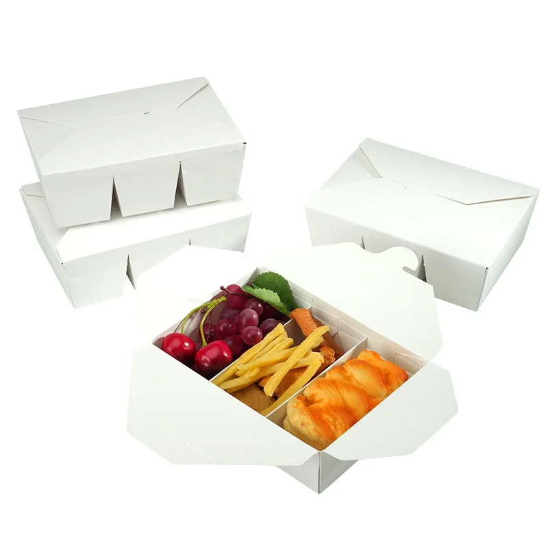 Customized Logo Restaurant Take Away Food Box - 3 Compartment
