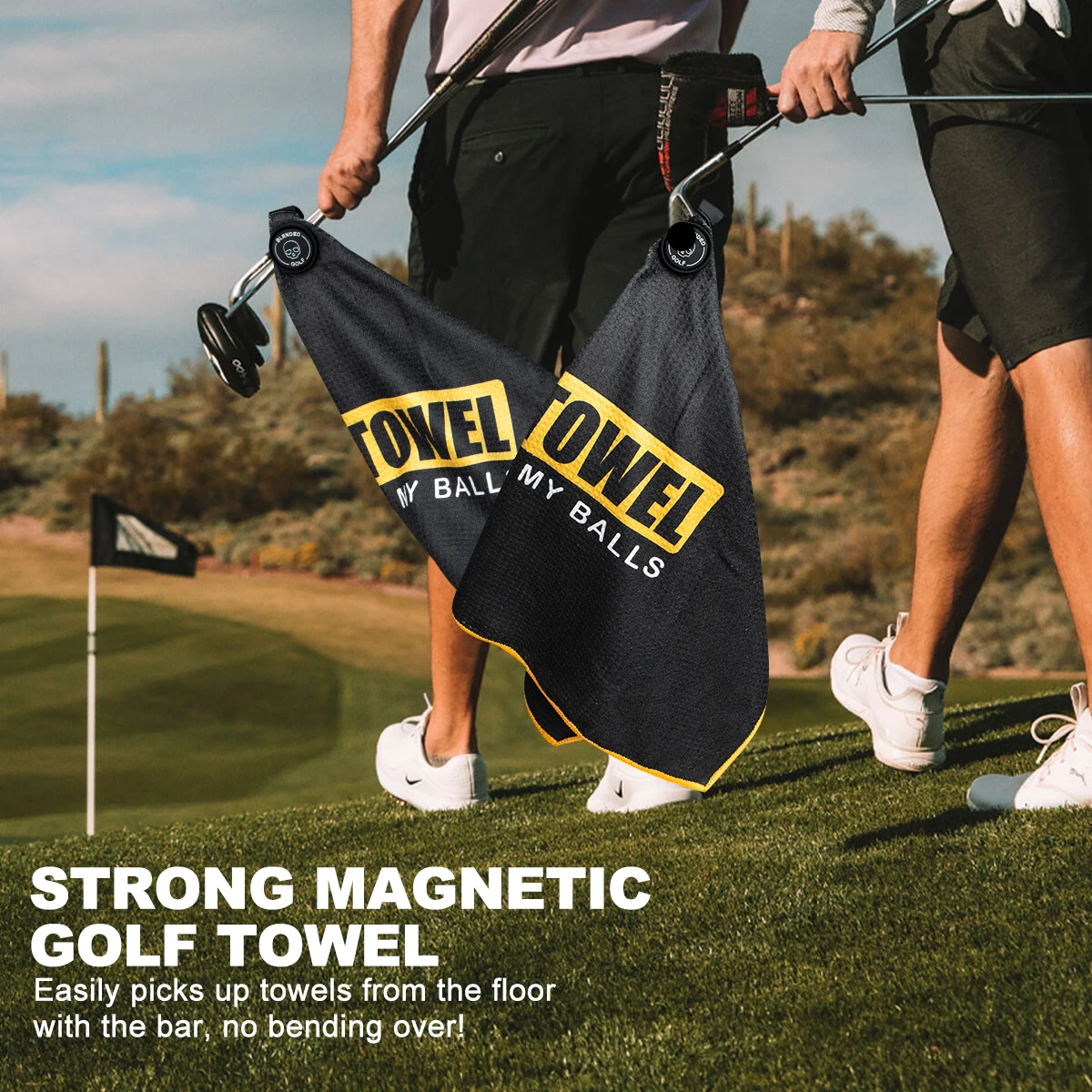 Custom Logo Cotton Golf Towels - Microfiber Waffle Magnet