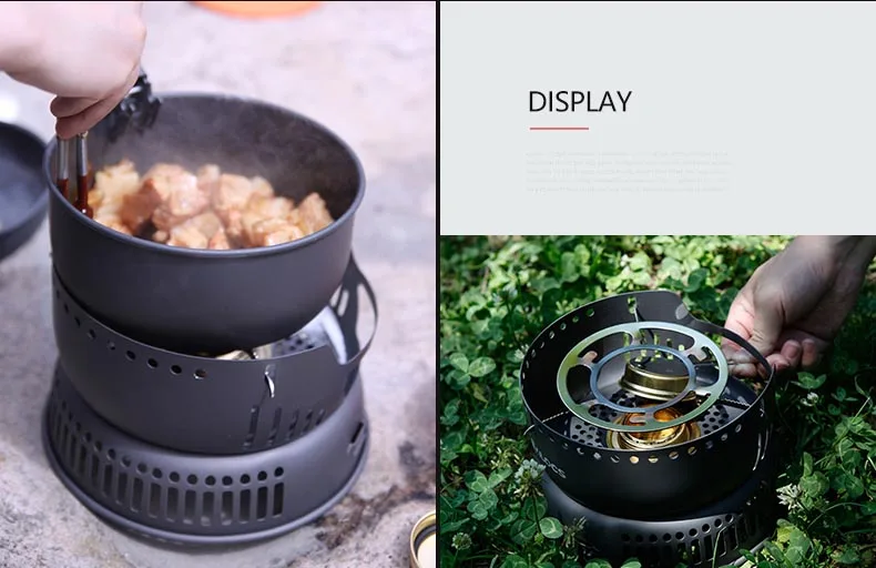 Alocs Lightweight Portable Compact Camping Gear Cooking Pot Pan Kit ...