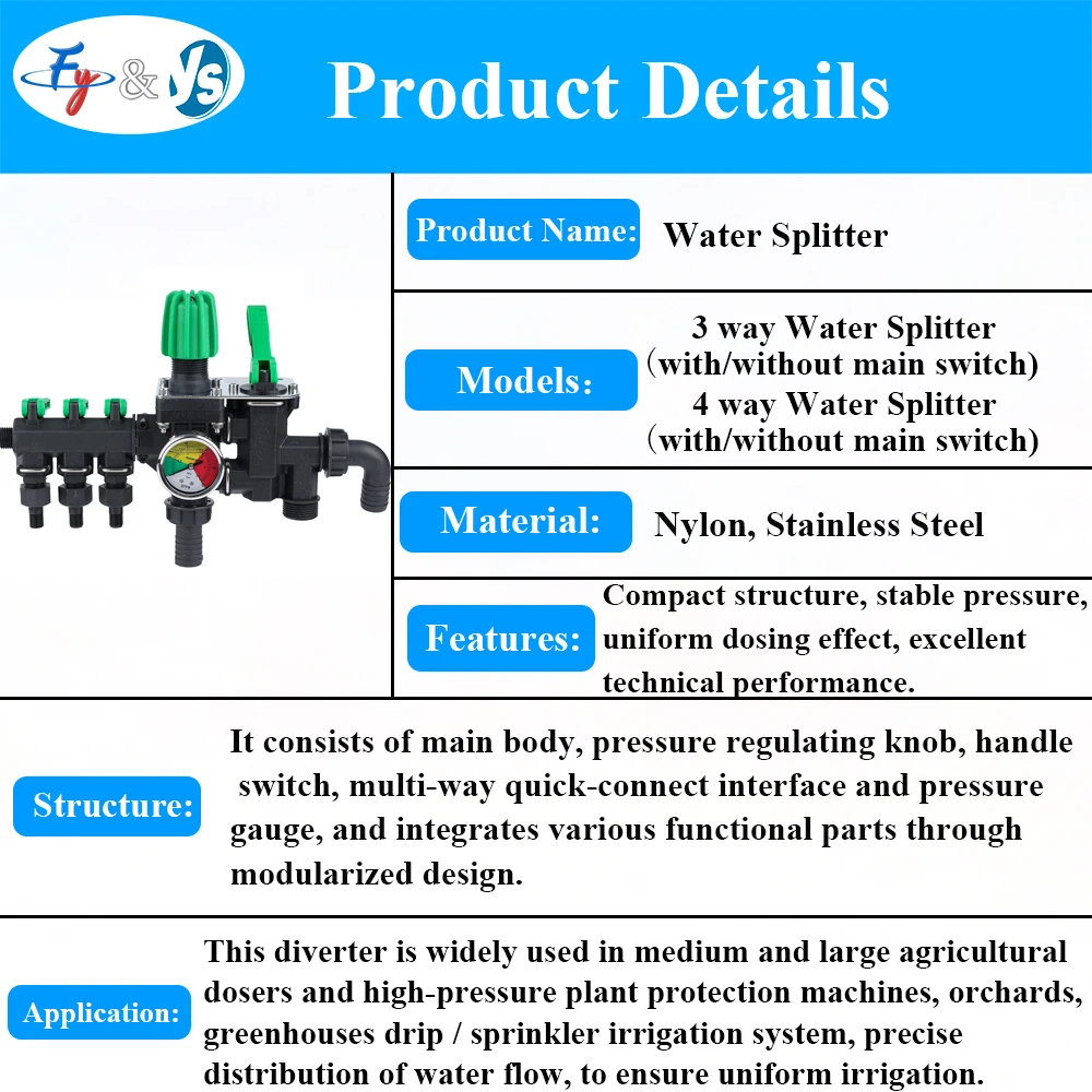Heavy-Duty 3/4 Way Spray Nozzle Splitter Kit for Agricultural Machinery ...