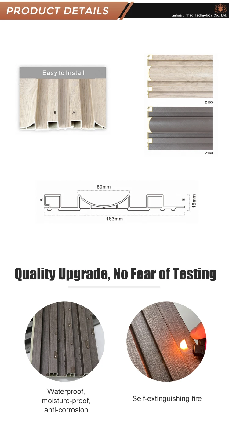 Bamboo Charcoal Fiber Extrusion 1220*2440*5/8mm Interior WPC Fluted ...