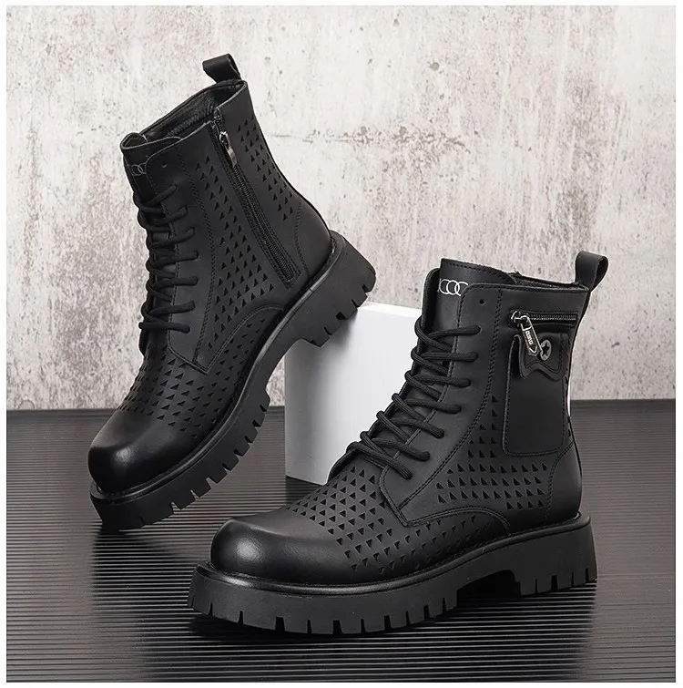 High Top Short Boots - Fashionable Men's Boots with Thick Sole