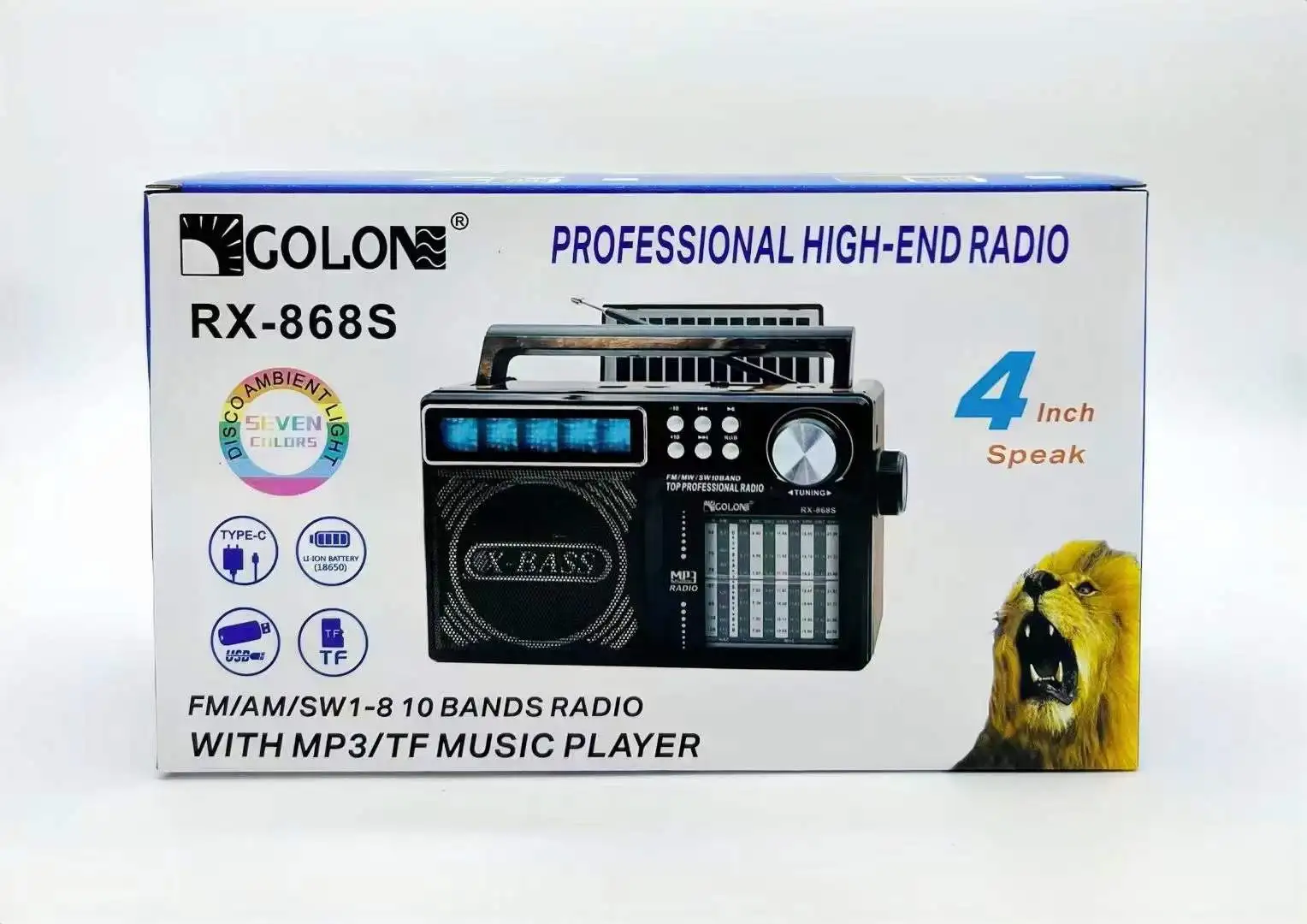 Golon Rx-868s Rechargeable Radio Blue Tooth Speaker With Usb Sd Tf Mp3 ...