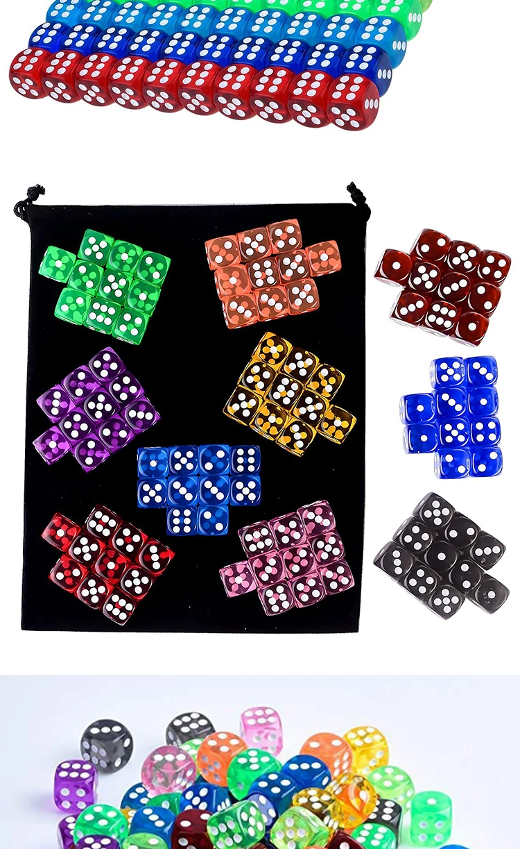 D6 Dice Transparent Rounded Corners Color 16mm Dice Acrylic Points ...