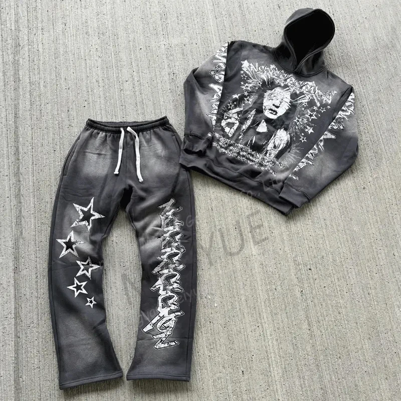 MeiYue Custom Screen Printing Oversized Acid Wash Distressed Hoodies ...