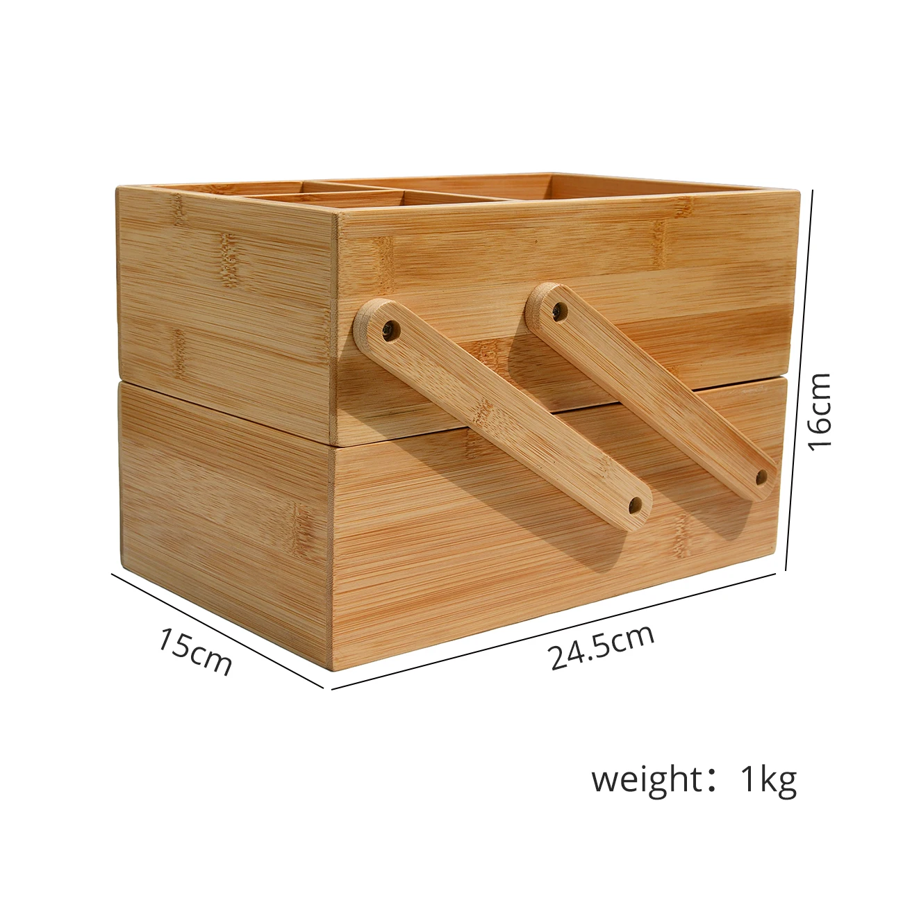 Portable Bamboo Desktop Organizer With Multiple Functions 2 Tier ...