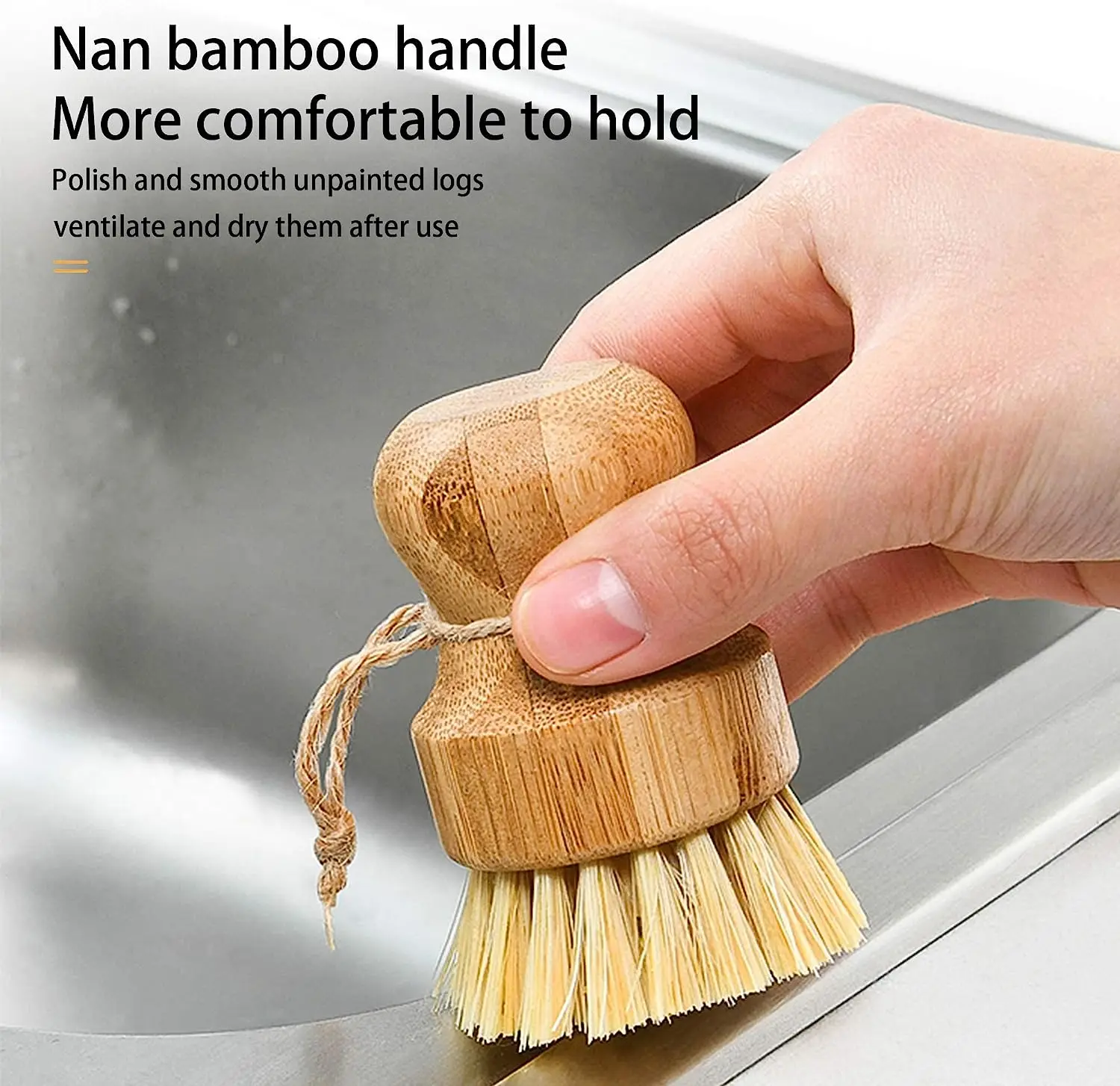 Eco-friendly Bamboo Mini Scrub Brush - Vegan Sisal Bristle