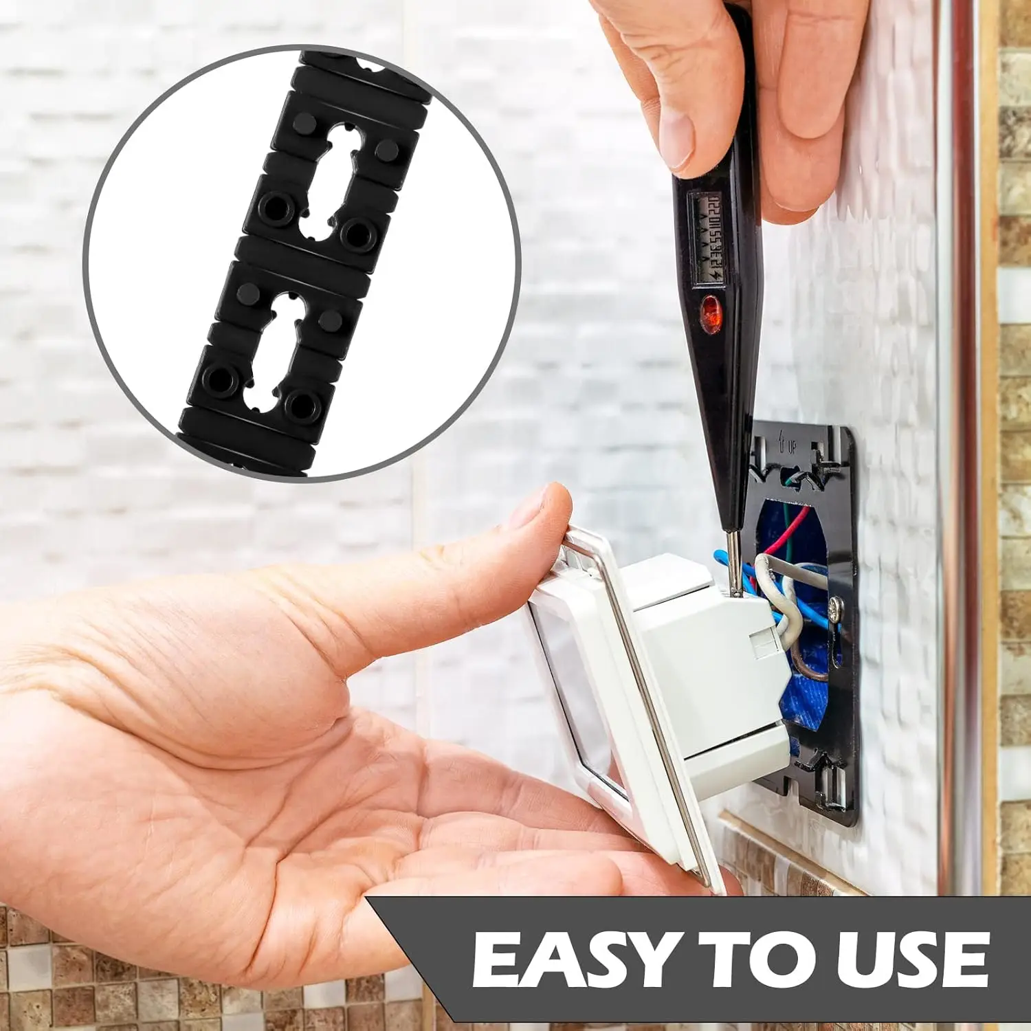 100Pcs PVC Outlet Spacers - Black Power Socket Gaskets for Loose Plug ...