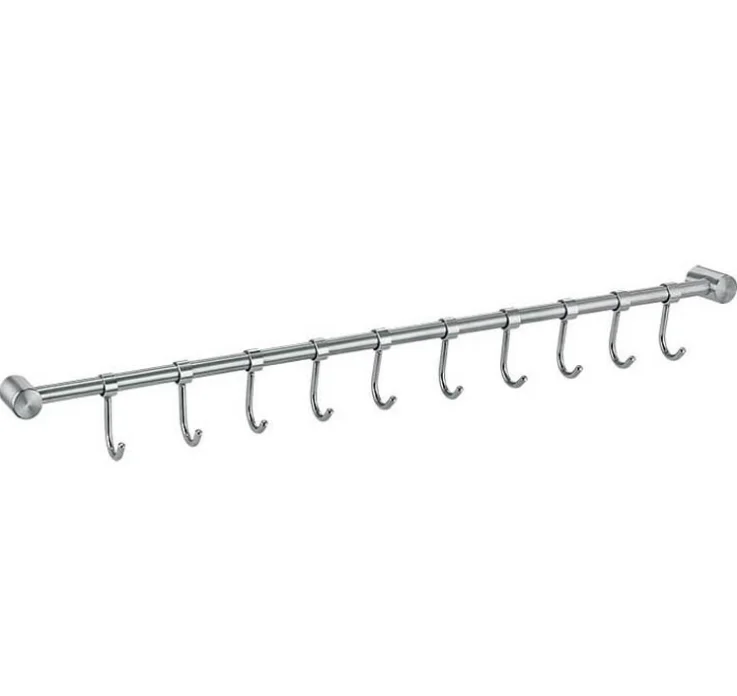 Kitchen Rail With 6 Sliding Hooks,Wall Mount Kitchen Utensil Rack,Pan ...