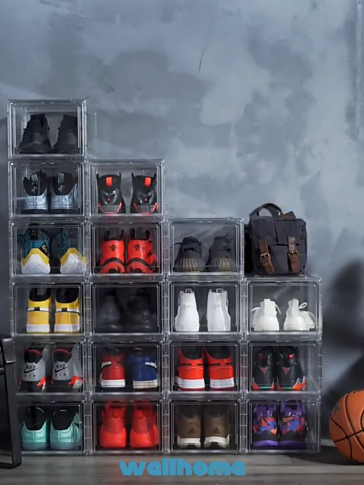 Wholesale Transparent Plastic Sneaker Stackable Shoe Storage Boxes Drop ...