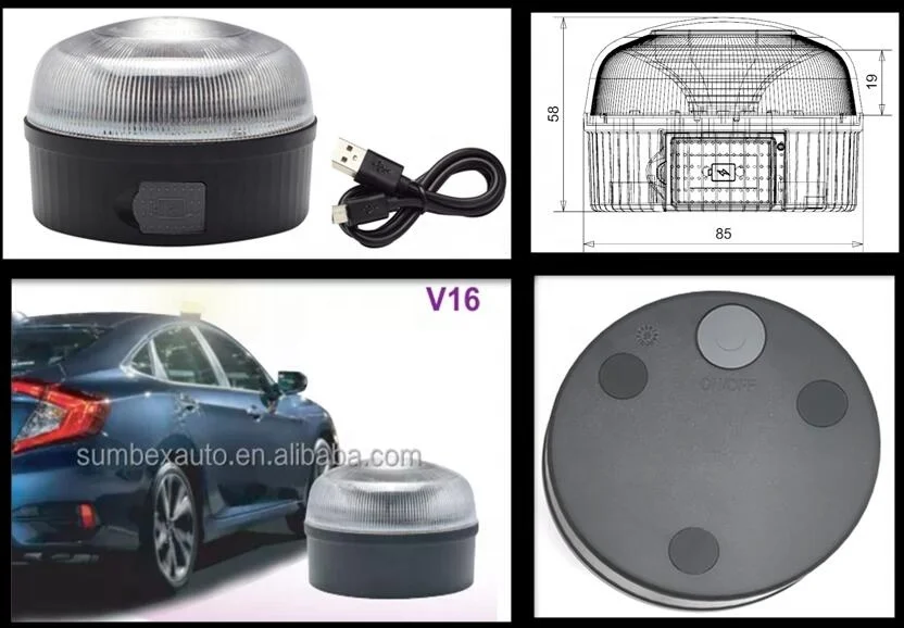 Rechargeable Emergency Light V16 DGT Approved Car SOS Flash Light USB ...