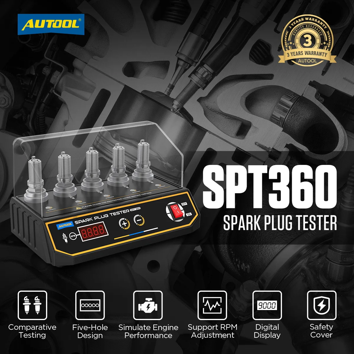 Automotive Spark Plug Tester - Adjustable Range 200rpm~9000rpm