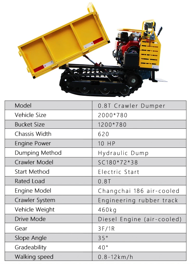 China Tipper Mini Tip Lorry Transporter Palm Cargo Small diesel Crawler ...