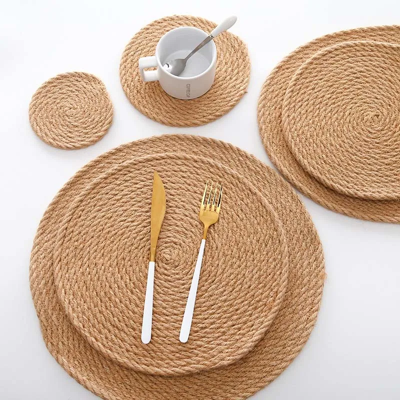 Rustic Yellow Linen Dining Placemats: Woodland Style Heat-Resistant ...