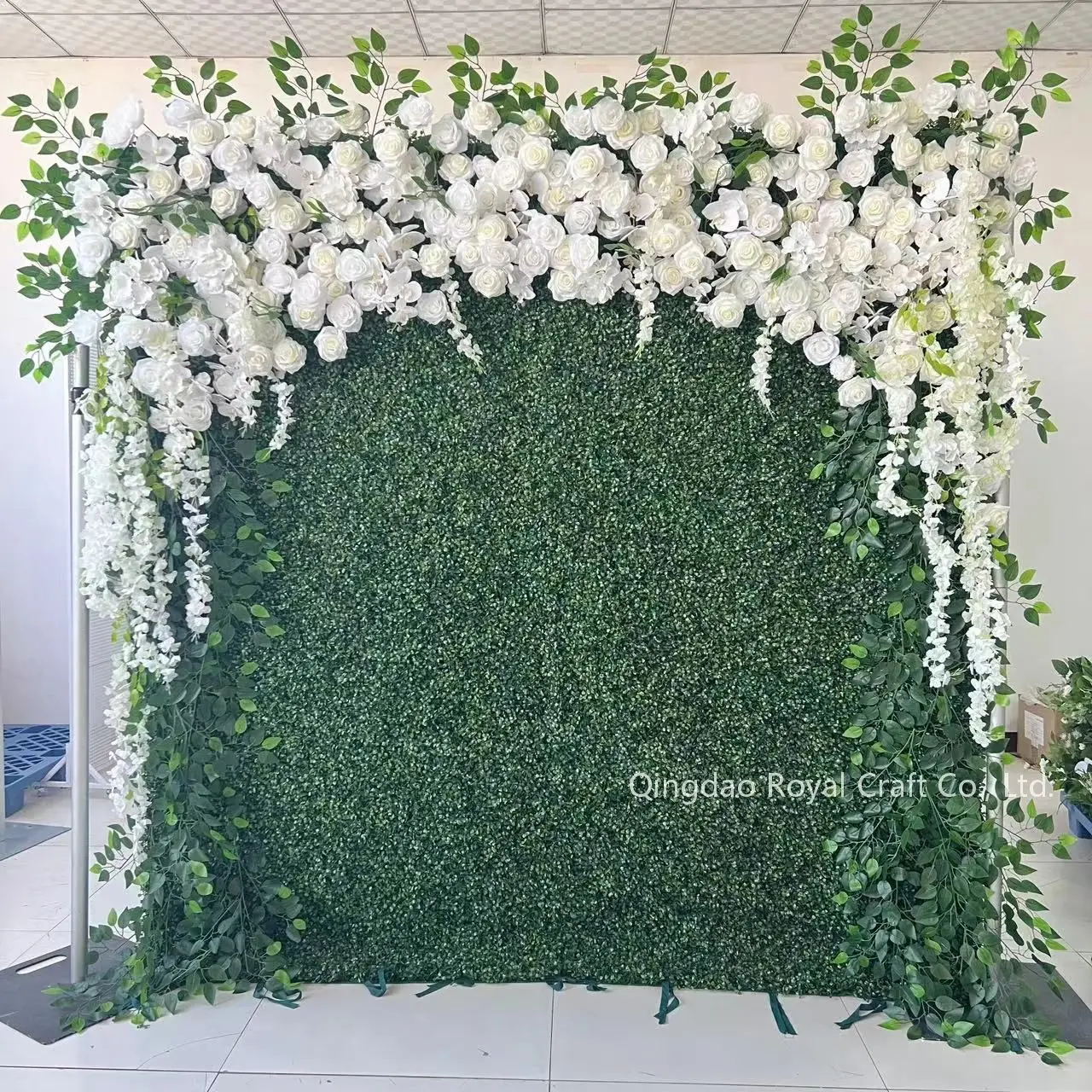 Custom Wedding Decor Flower Wall Artificial White Rose Floral Panel ...