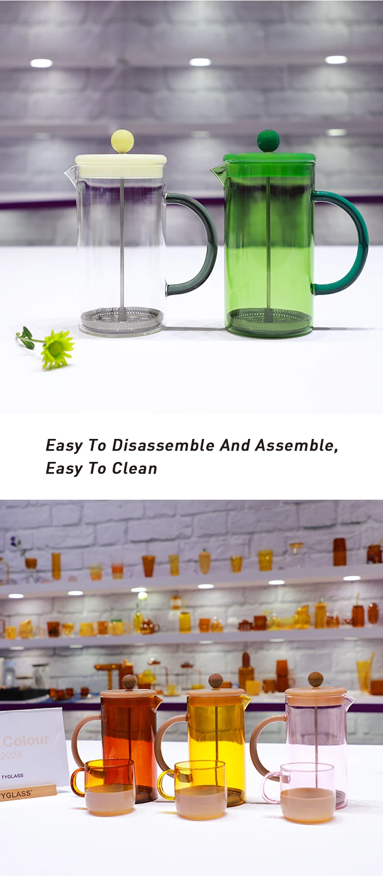 Custom Creative Two Tone Borosilicate Glass French Press Color Matching ...