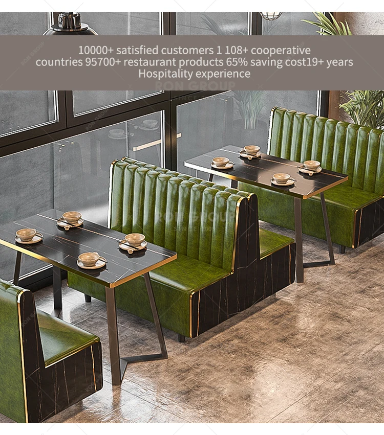 Hotel Leather Luxury Marble Square Coffee Shop Furniture