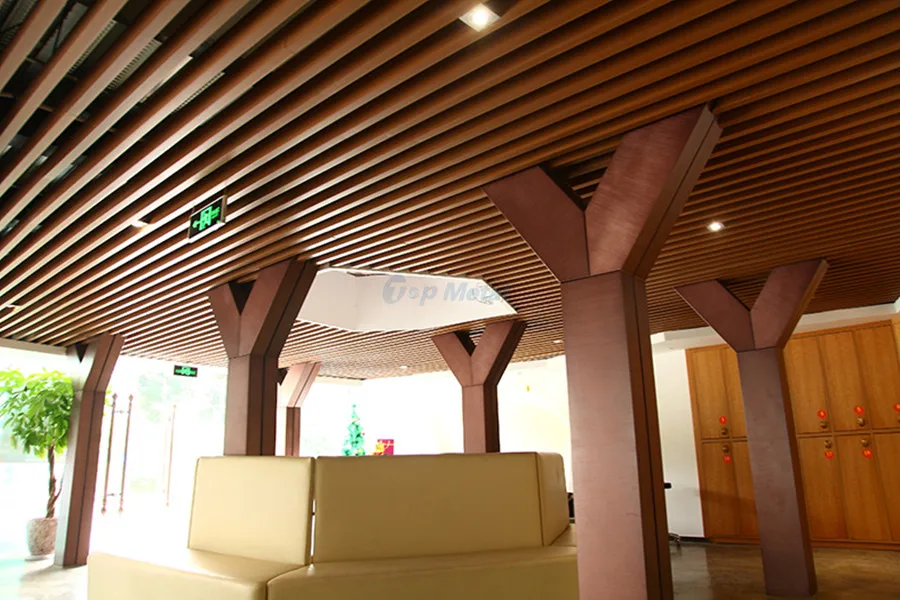 Exterior Wall Cladding Bahan Bangunan Kayu Butir Aluminium Strip Panel ...