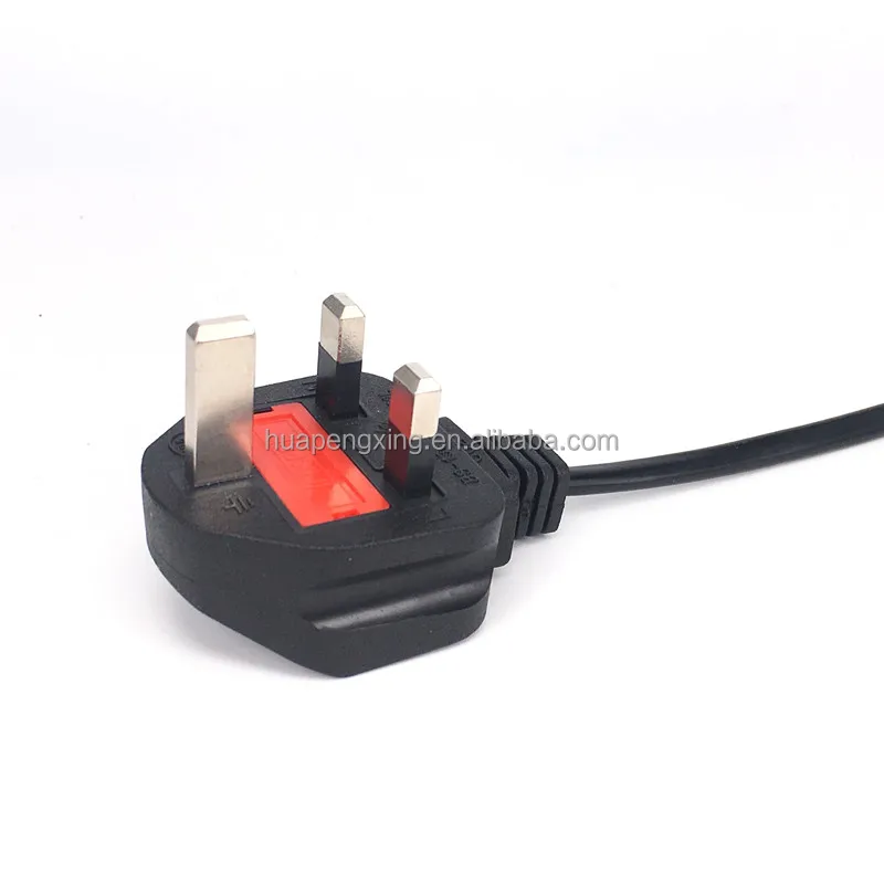 British Plug Adapter with 13A Fuse - 1.8m Power Cable