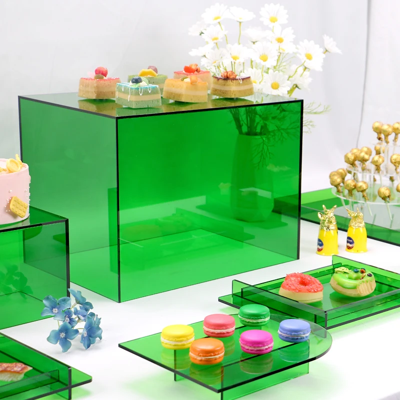 Factory Custom Clear Acrylic Plinth Dessert Box Acrylic Dessert Macaron ...
