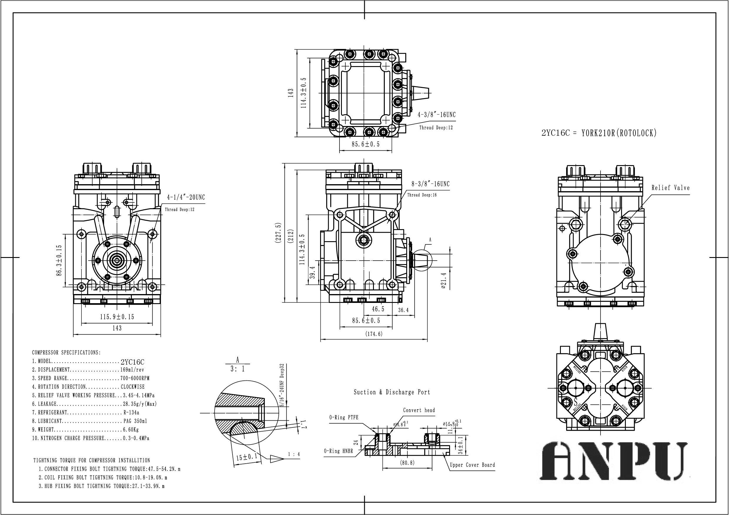 York 210 Compressor Et210r Auto Ac Compressor For Truck Compressor ...