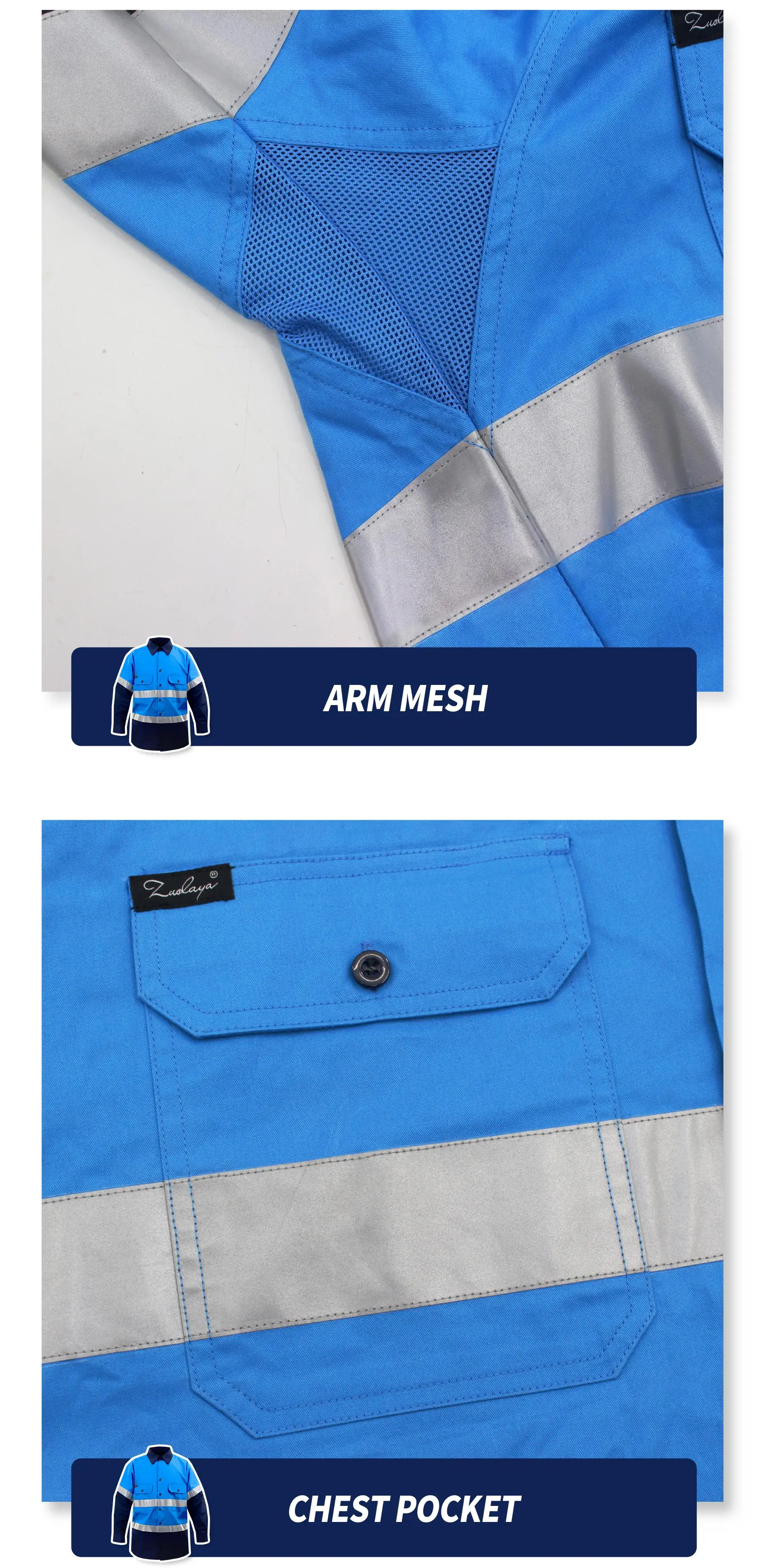 Custom Royal Blue Hi Vis Safety Shirt Reflective Road Safety Mining ...